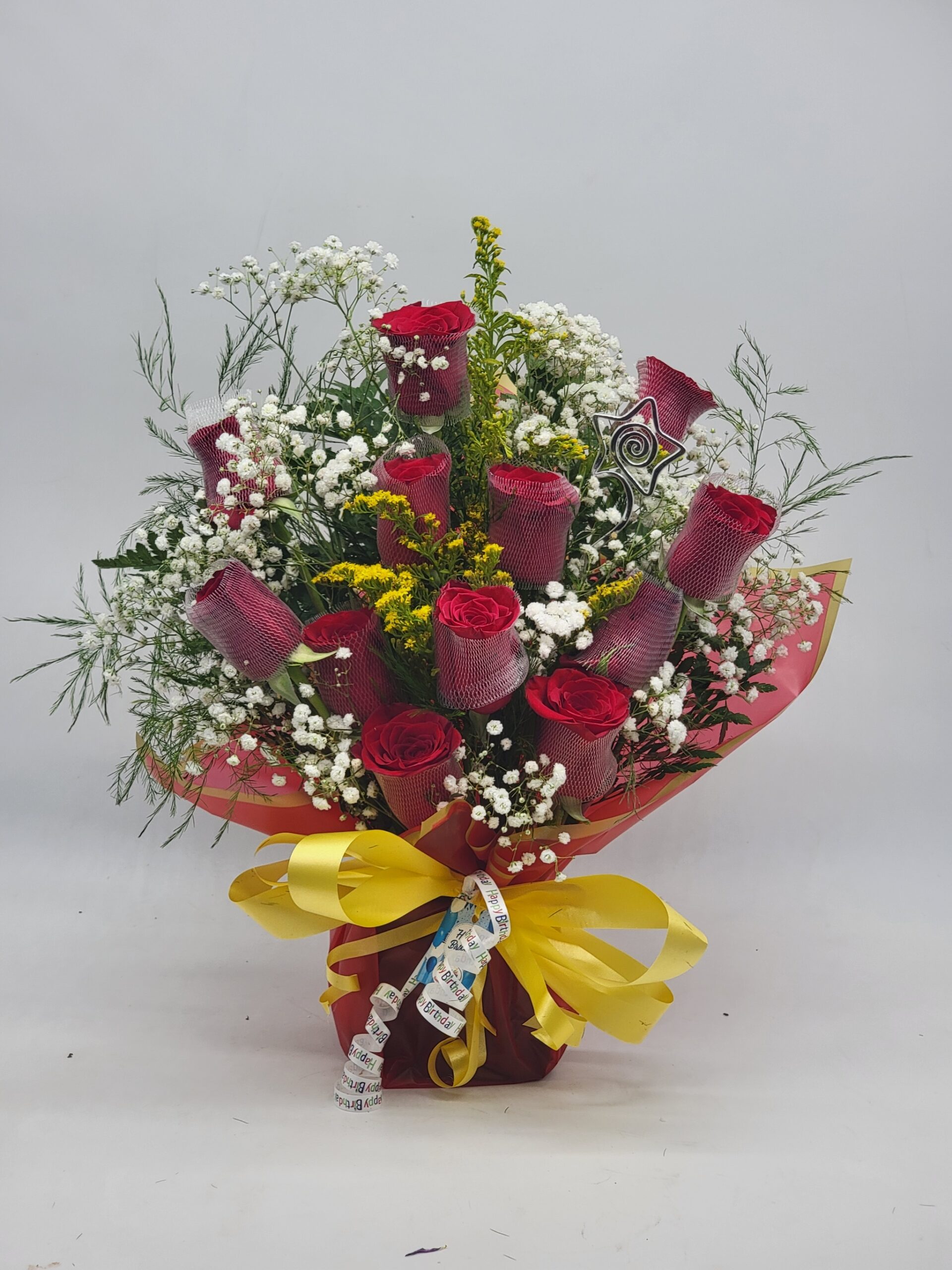 Roses 12 in a red wrap – Nikko's Creations